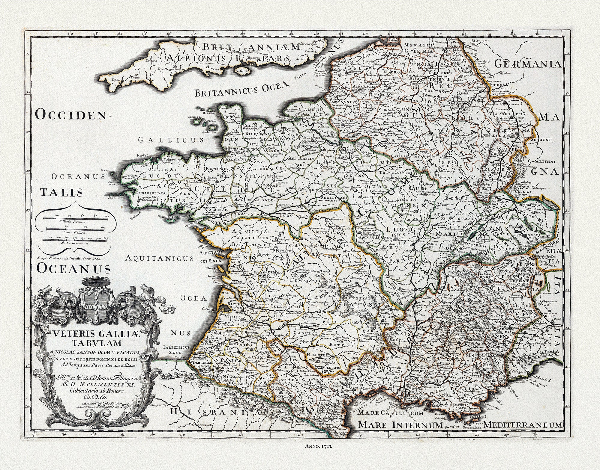 France: Rossi Veteris Galliae Tabulam france 1712 Map on - Etsy