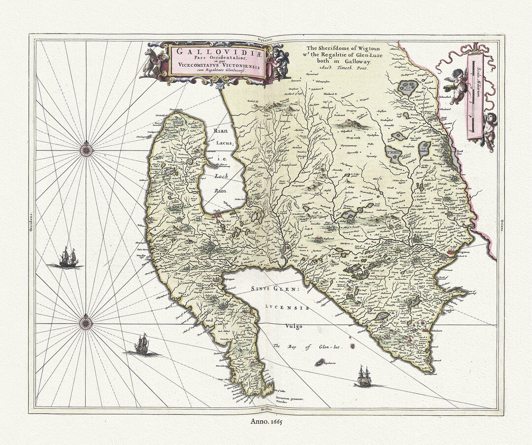 Scotland, Galloway, Gallovidia Pars Occidentalior, 1665, Blaeu, Auth ...