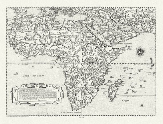 Forlani Paulo Africa 1562 Map on Heavy Cotton Canvas - Etsy