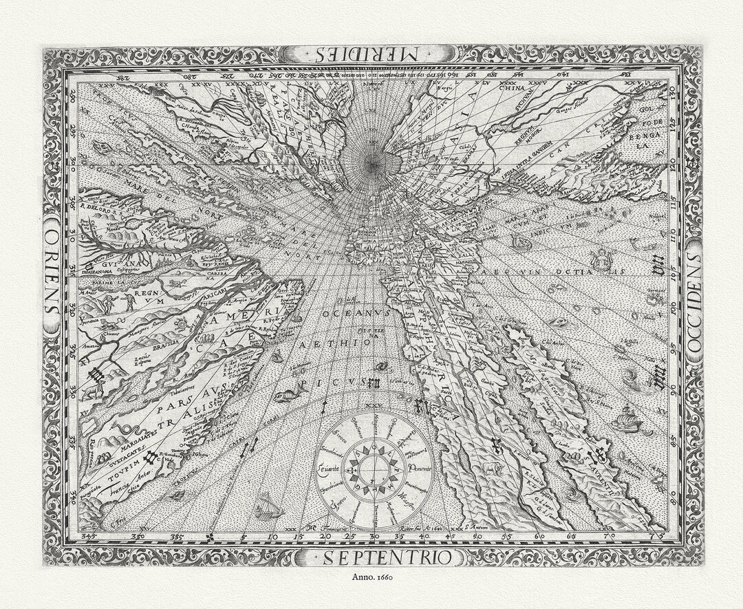 Diagram No. 6 nuremberg Sundial Map in Gnomonic Projection., 1660 ...