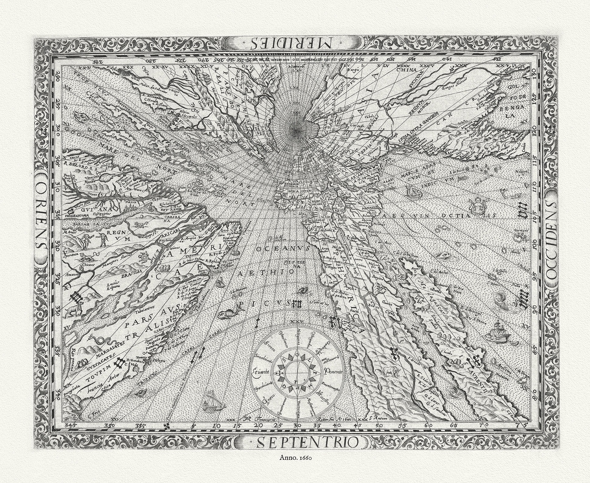Diagram No. 6 nuremberg Sundial Map in Gnomonic Projection., 1660 ...