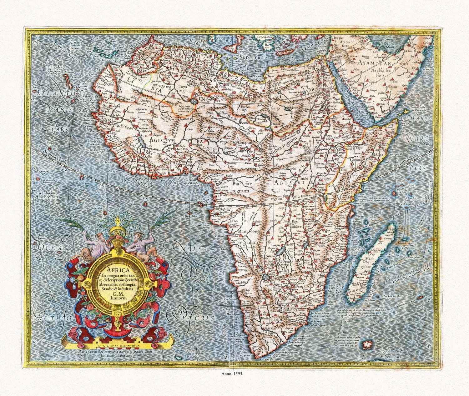 Mercator, Africa, 1595, Map on Heavy Cotton Canvas, 22x27 Approx. - Etsy
