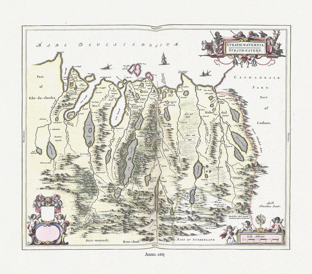 Scotland, Strath-navernia Strath-navern, 1665, Blaeu, Auth., Map on ...