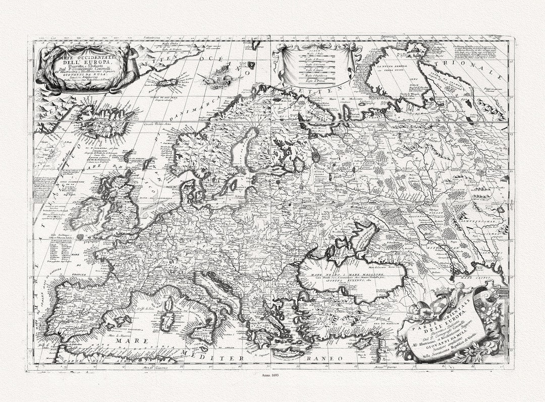 Europe, Coronelli, (vincenzo,1650-1718) Europa, 1693, Map on Heavy ...