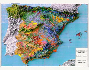 Geologic Map of Spain - Etsy Australia