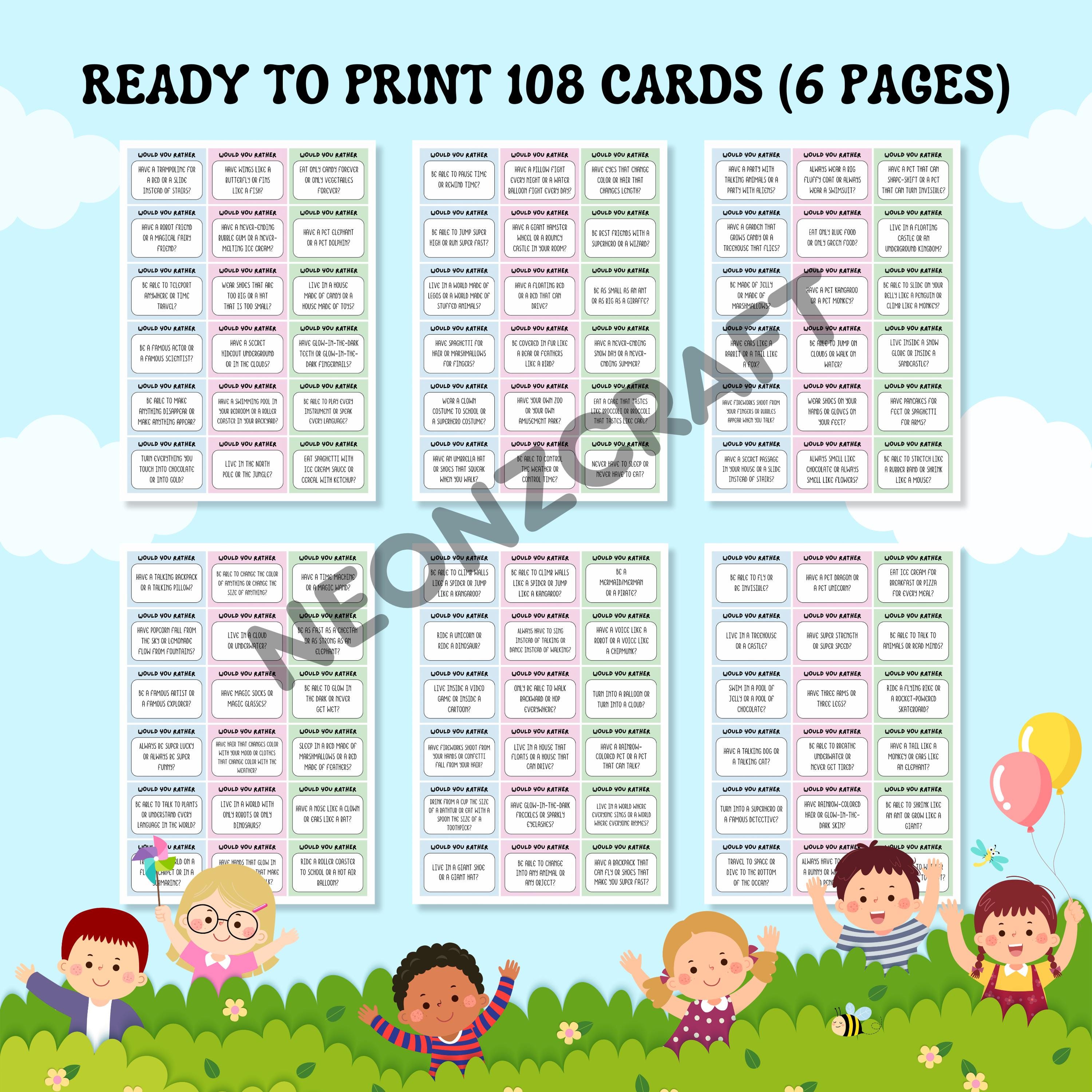 Would You Rather Questions Game for Kids + Free Template (digital ...