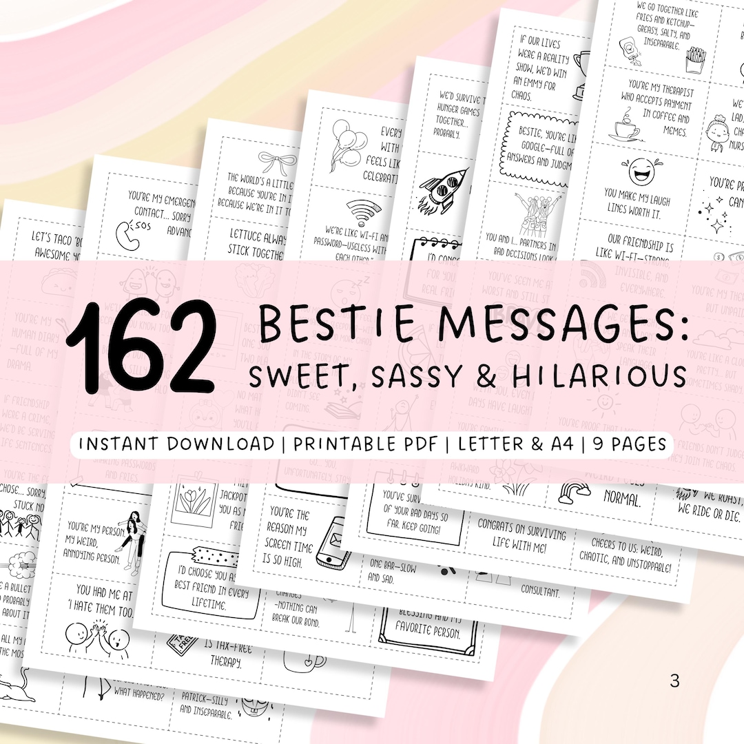 162 Printable Friendship Notes |bestie Love Notes | Messages for ...