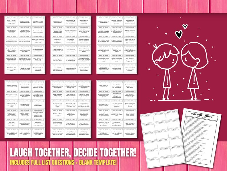 Would You Rather Questions Couple Edition + Free Template (digital ...