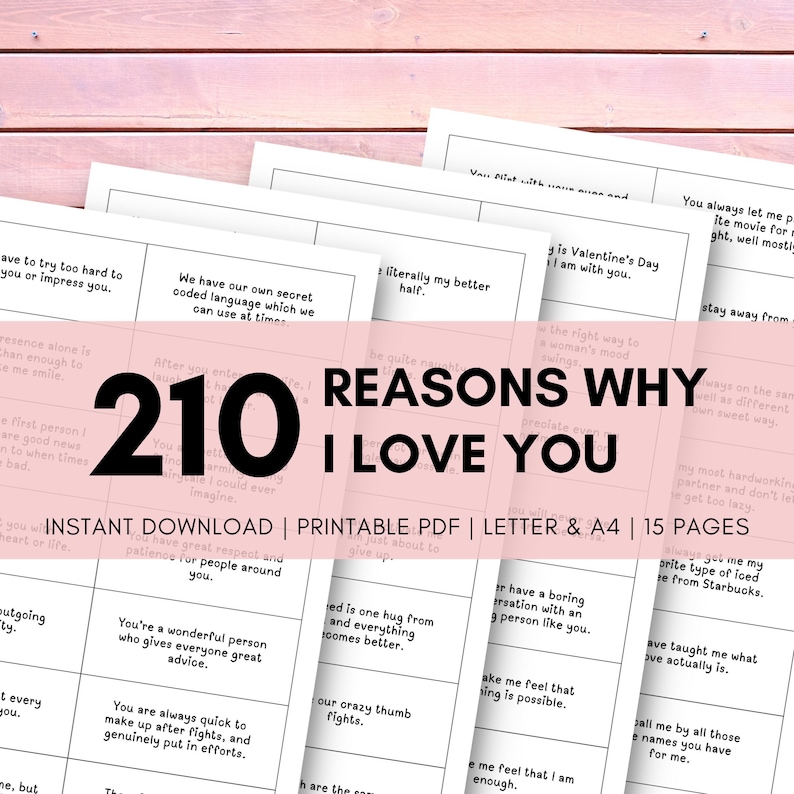 210 Reasons Why I Love You Printable | DIY Jar | Printable Love Notes ... 210 Reasons Why I Love You Printable | DIY Jar | Printable Love Notes ...