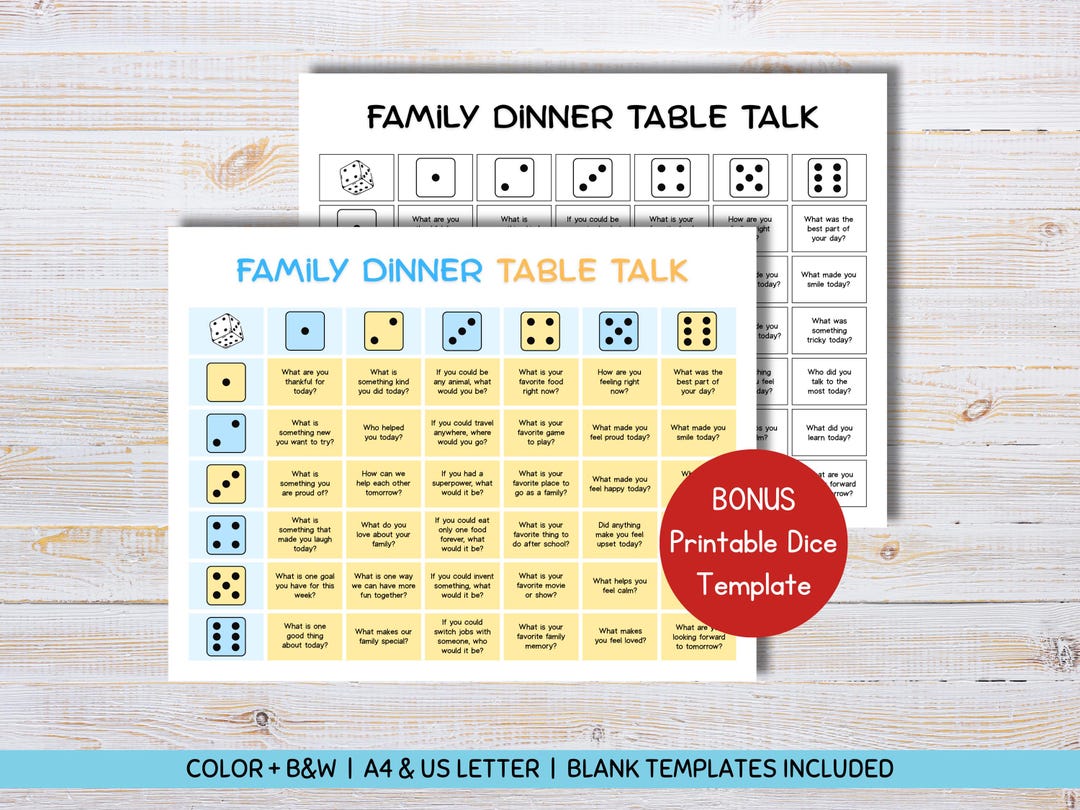 Family Dinner Conversation Game Printable | Fun Table Talk Questions ...