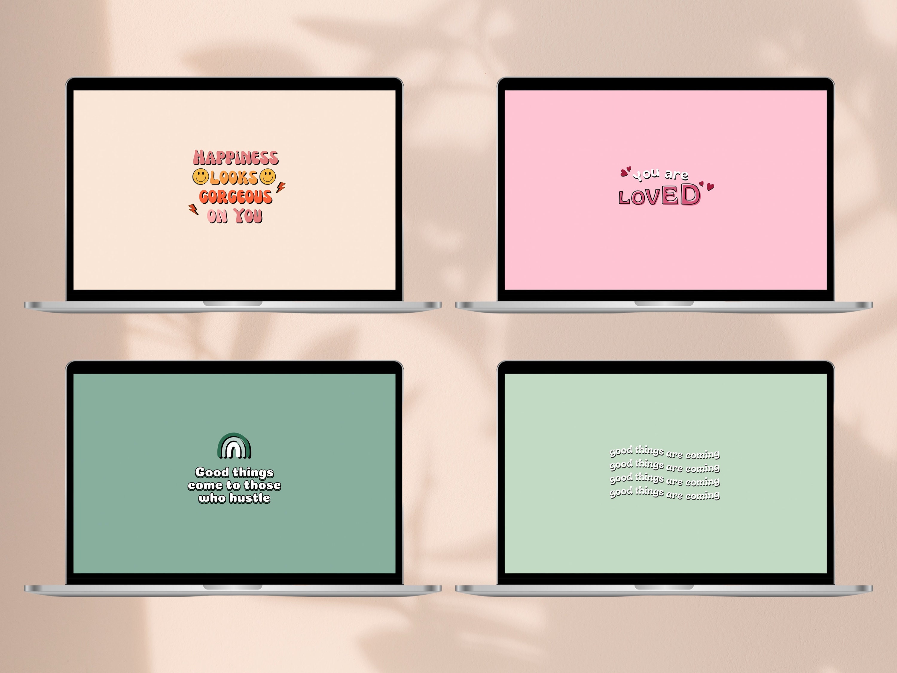 Set of 4 Desktop Wallpaper | Quote Desktop Wallpaper | Cute Wallpaper ...