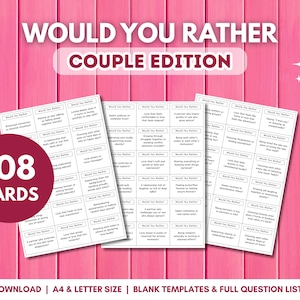 Would You Rather Questions Couple Edition + Free Template (digital ...