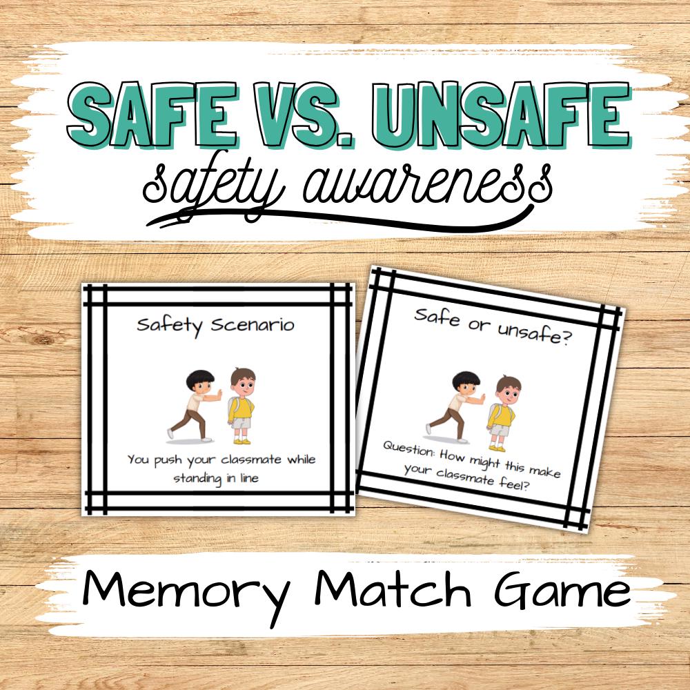 Safe Vs. Unsafe Memory Match Game, Safety Awareness for Kids, Safety ...