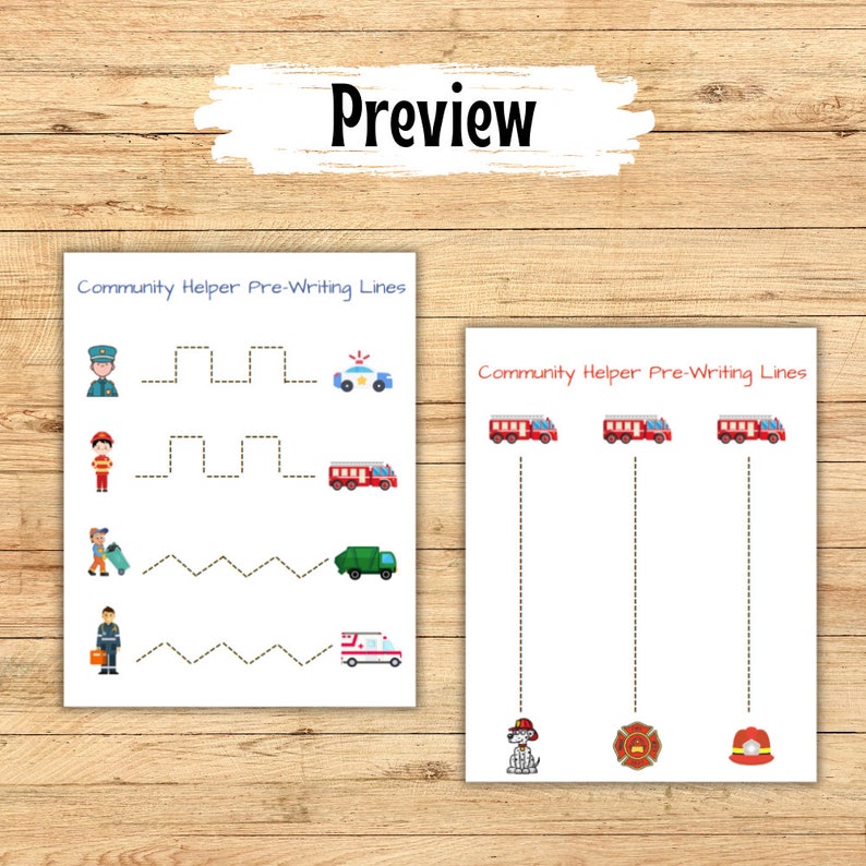 Community Helper Fine Motor & Pre-writing Worksheets, Pencil Control ...