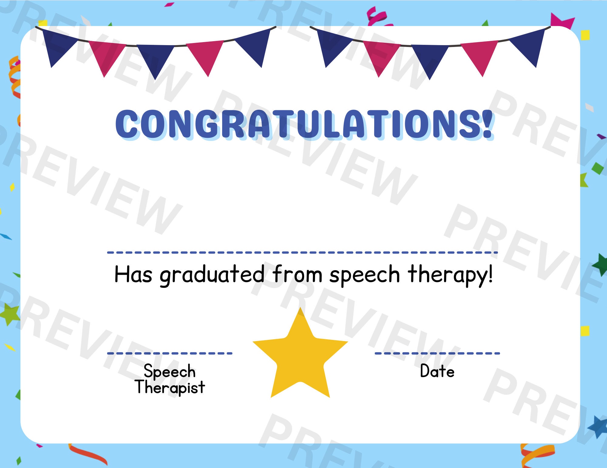 Speech Therapy Graduation Certificates; Pediatric Speech Therapy ...