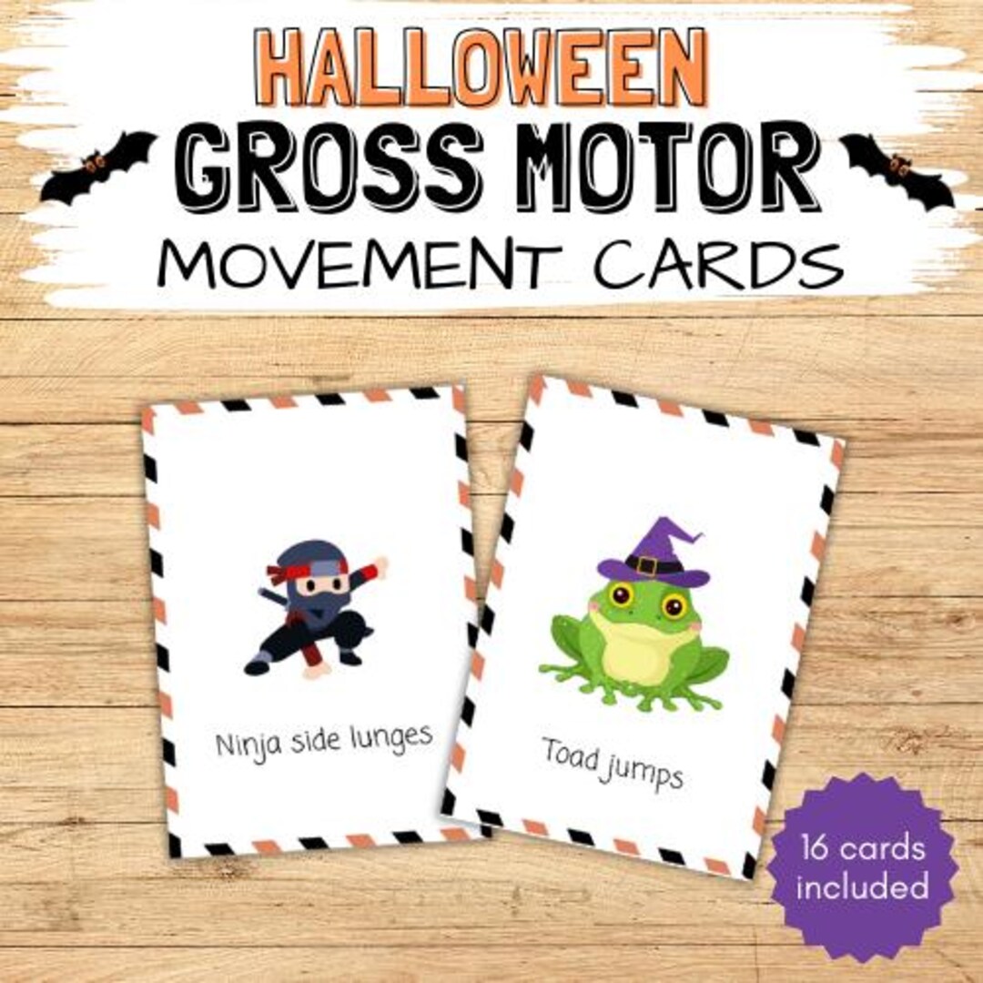 Halloween Gross Motor Movement Cards, Halloween Brain Break Cards ...