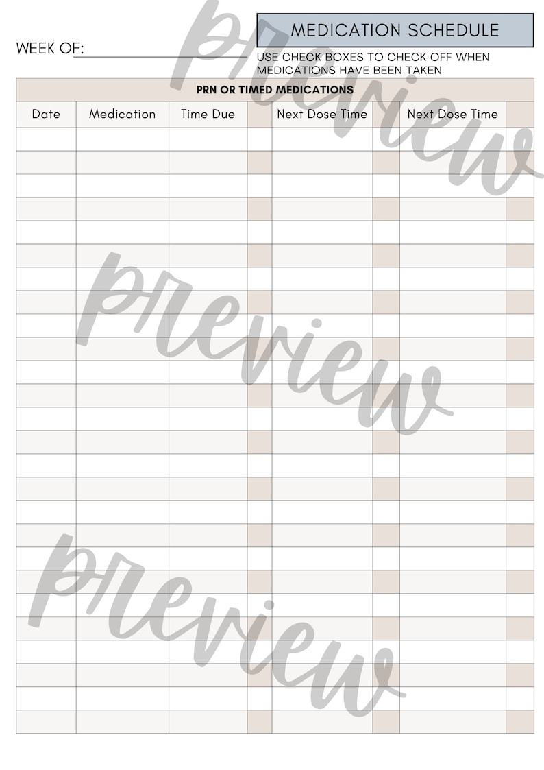 Medication Schedule Template, Medication Tracker, Weekly Medication ...