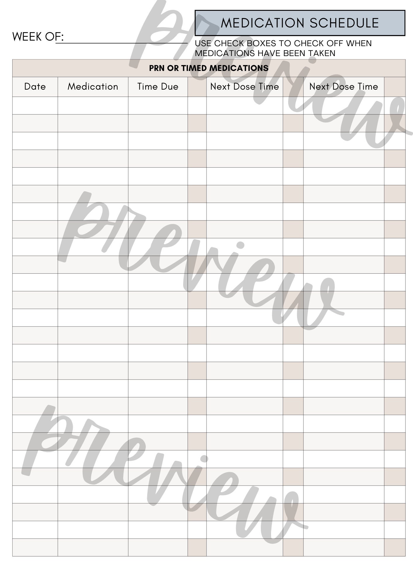 Medication Schedule Template, Medication Tracker, Weekly Medication ...