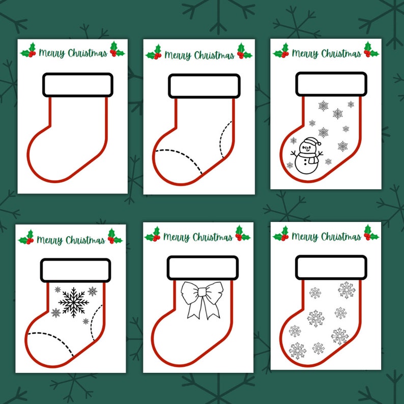 Printable Christmas Stocking Template; Kids Christmas Stocking Coloring ...