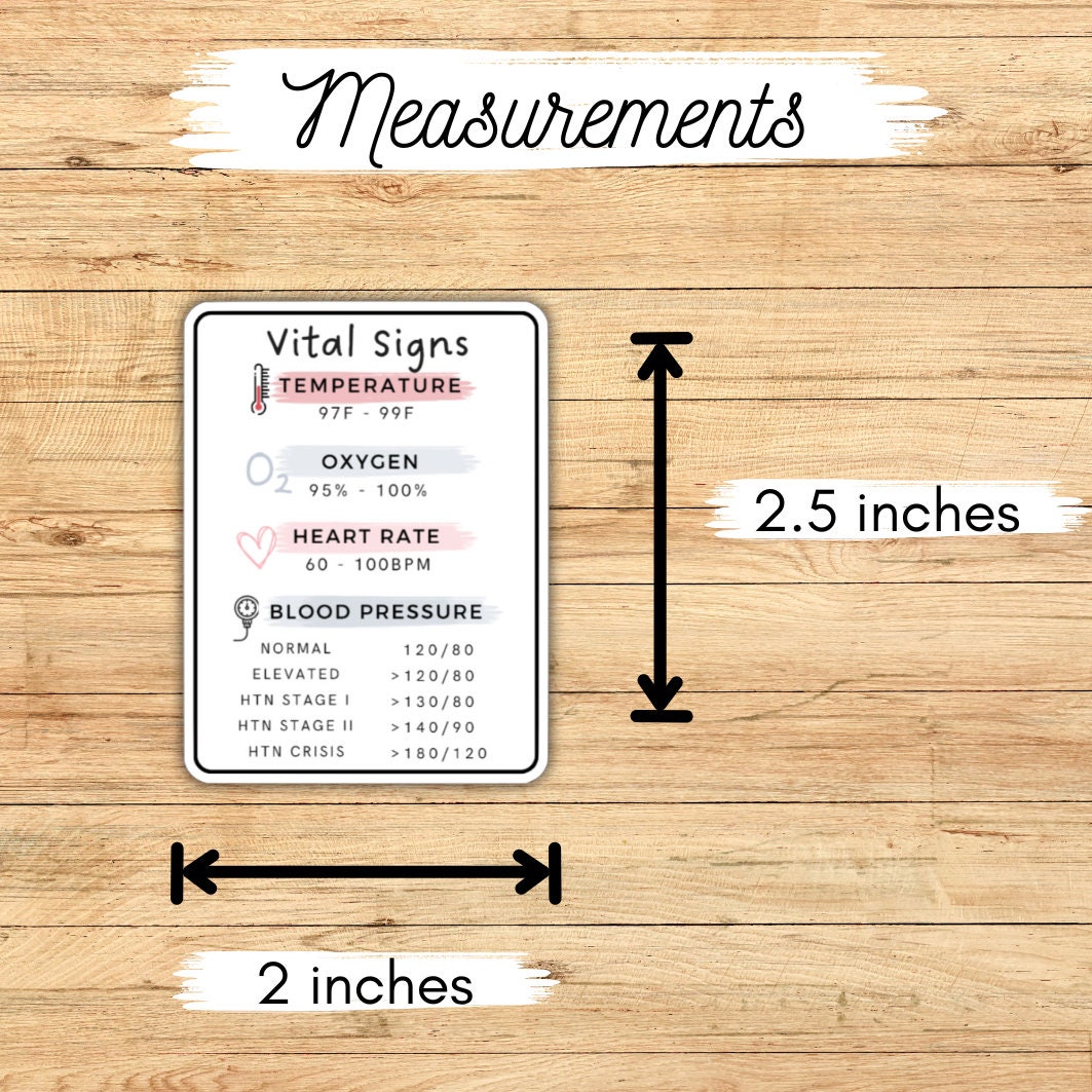 Vital Sign Sticker, Vital Sign Reference, Vital Cheat Sheet, Nursing ...