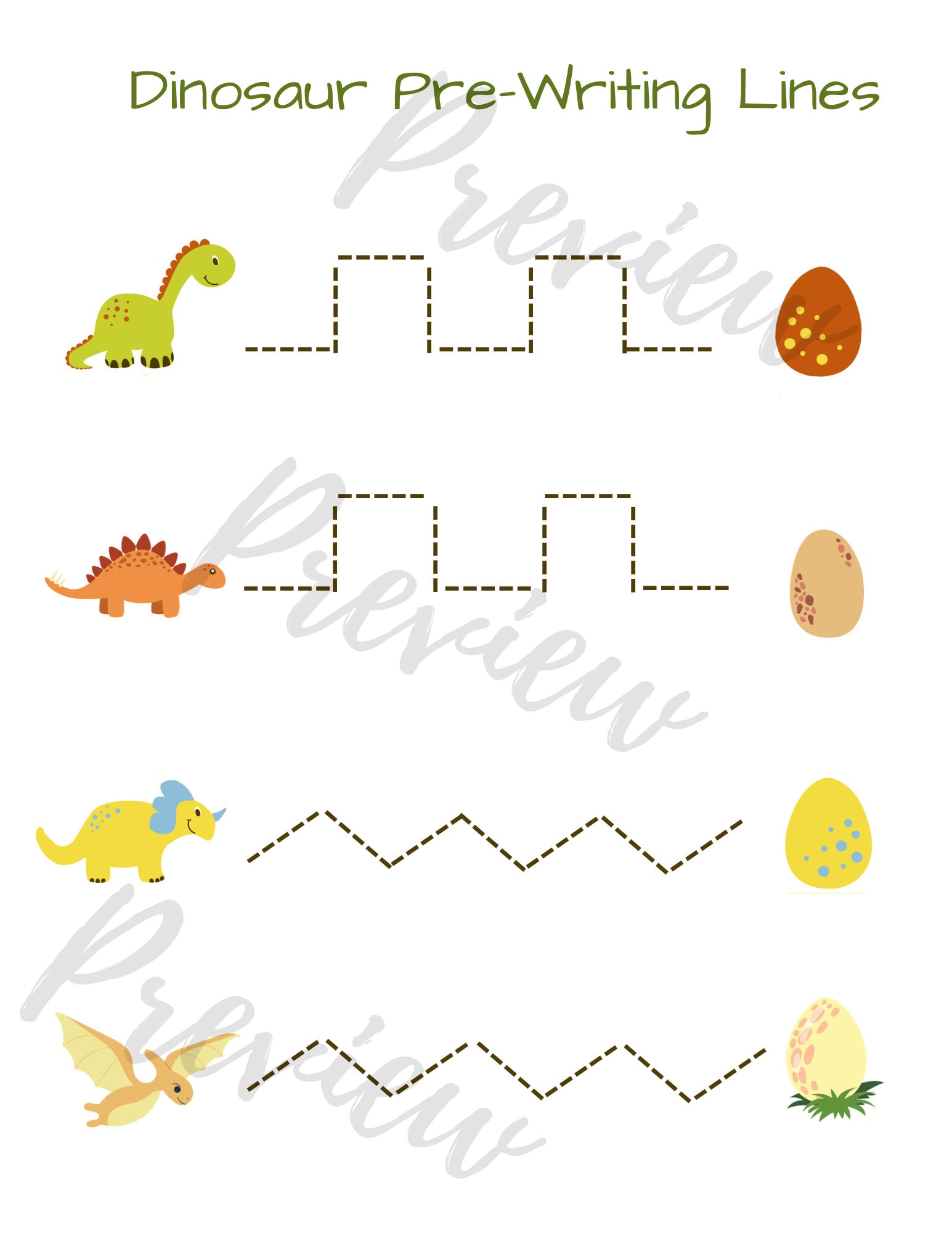 Dinosaur Pre-writing Line Worksheets; Dinosaur Fine Motor Activities - Etsy