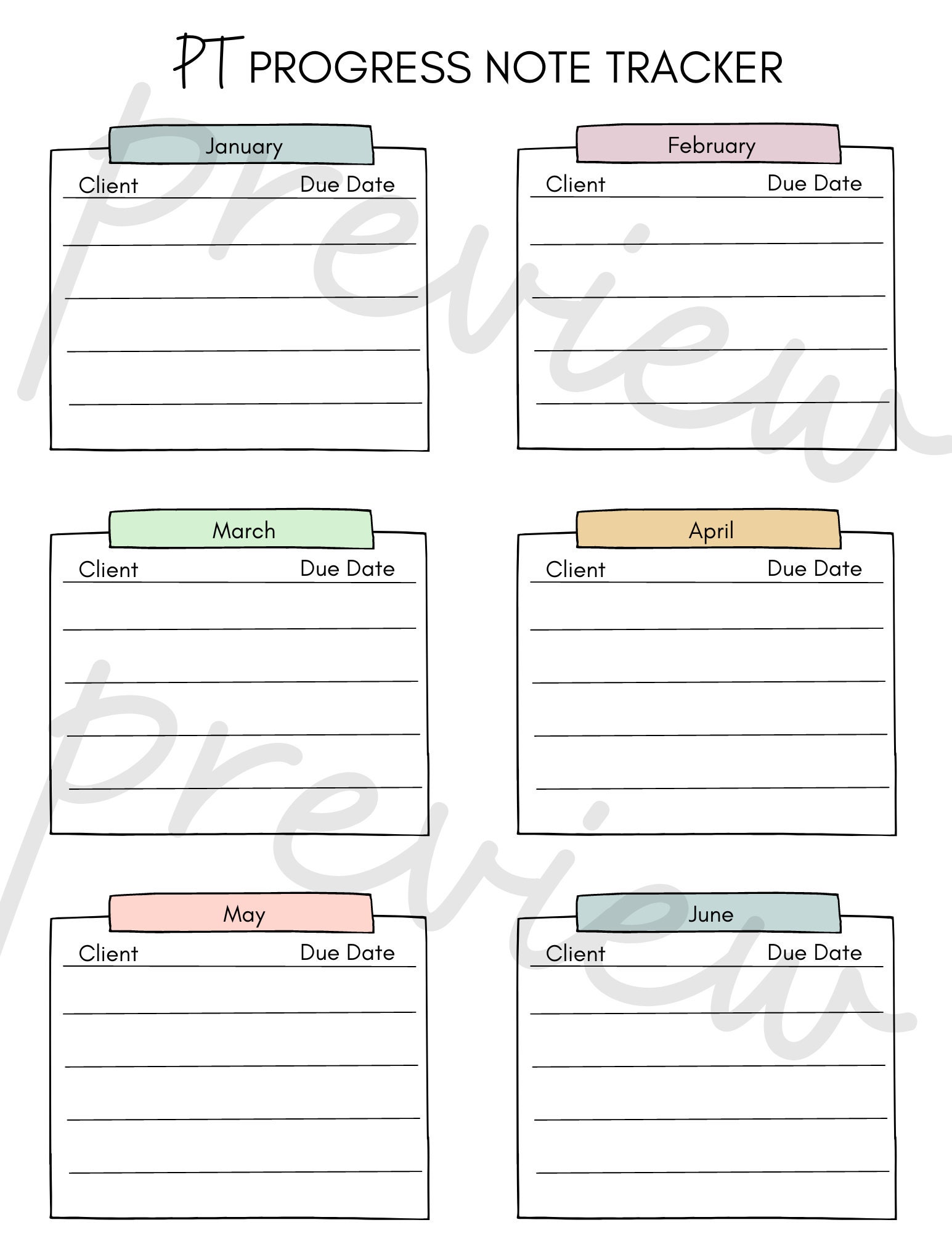 Physical Therapy Progress Note Tracker, Physical Therapy Progress Note ...