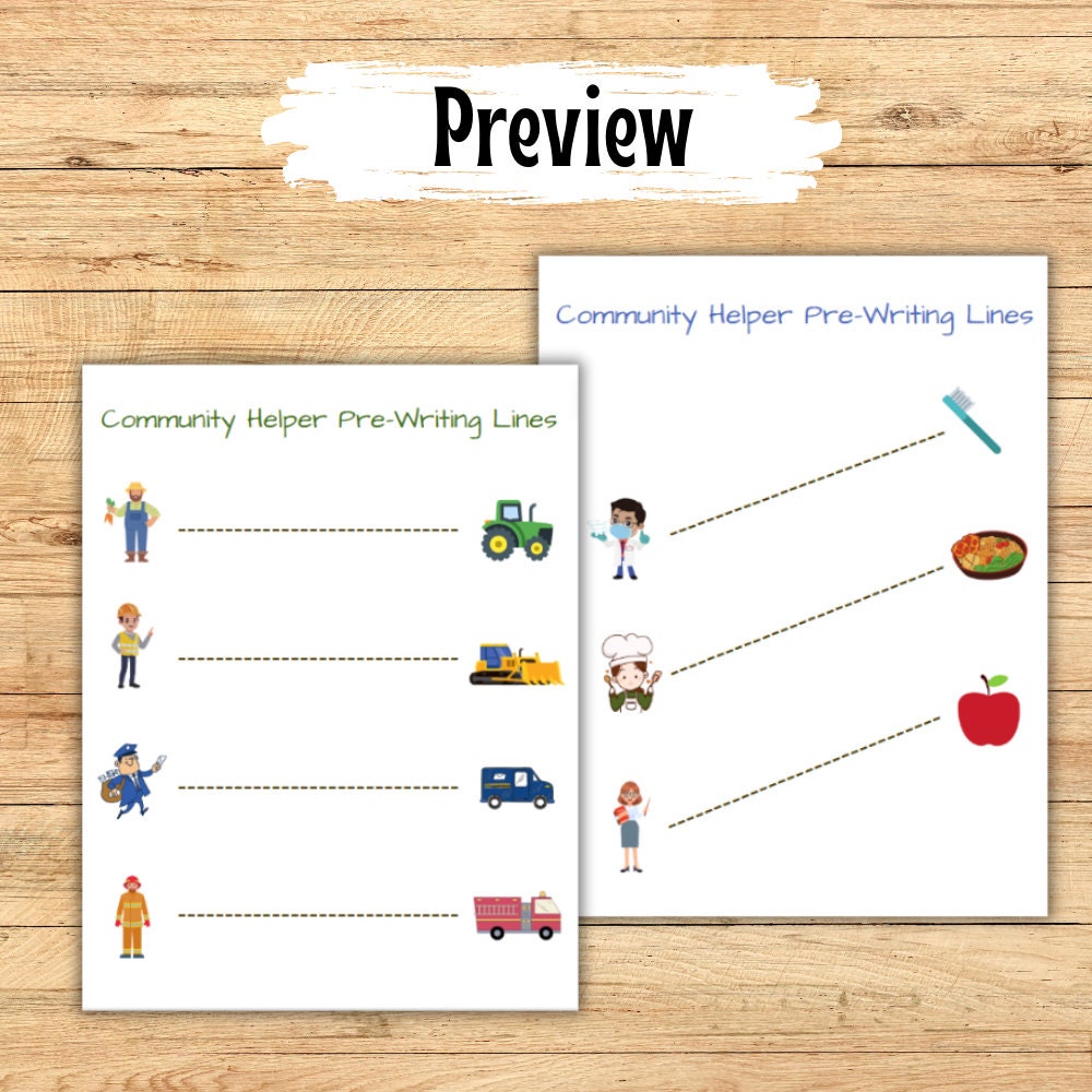Community Helper Fine Motor & Pre-writing Worksheets, Pencil Control ...