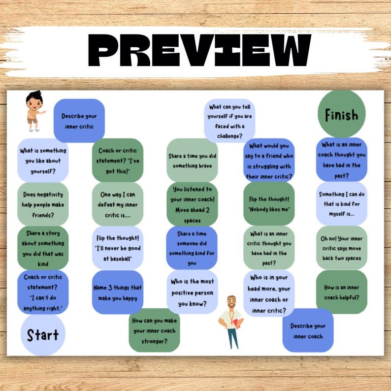 Printable Inner Coach / Inner Critic Board Game - Kid's Counseling Game ...
