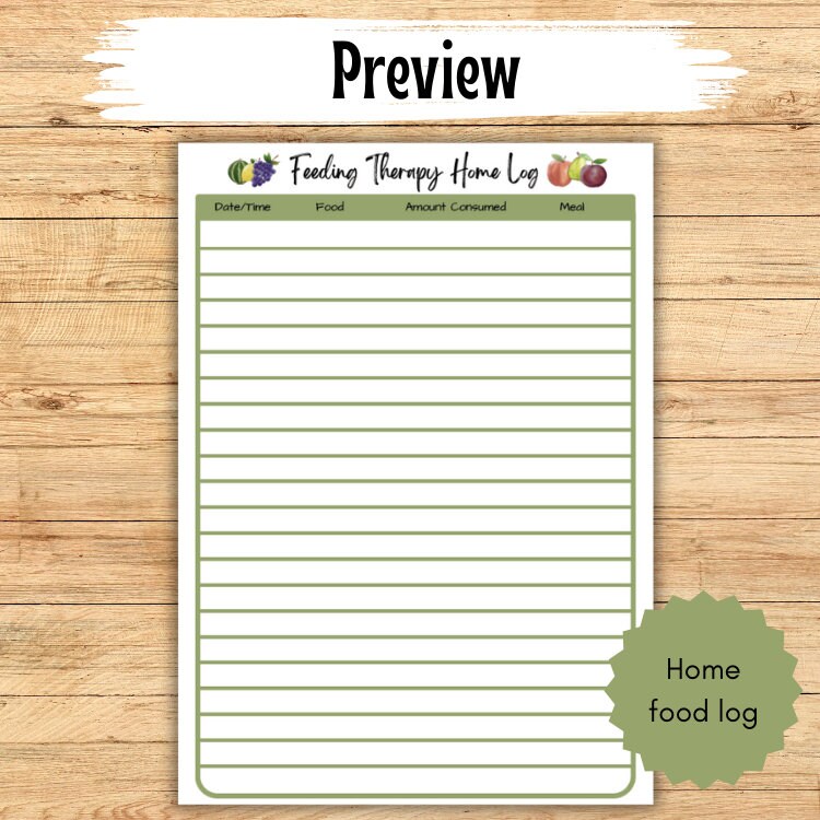 Feeding Therapy Logs, Home Feeding Therapy Log, Session Feeding Therapy ...