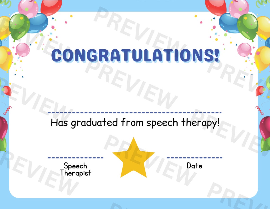 Speech Therapy Graduation Certificates Pediatric Speech Therapy ...