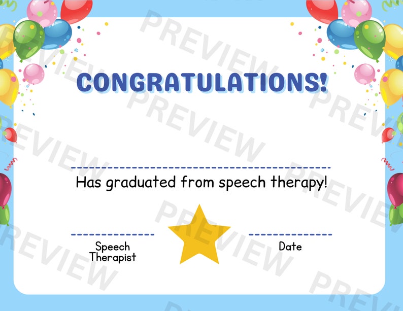 Speech Therapy Graduation Certificates; Pediatric Speech Therapy ...