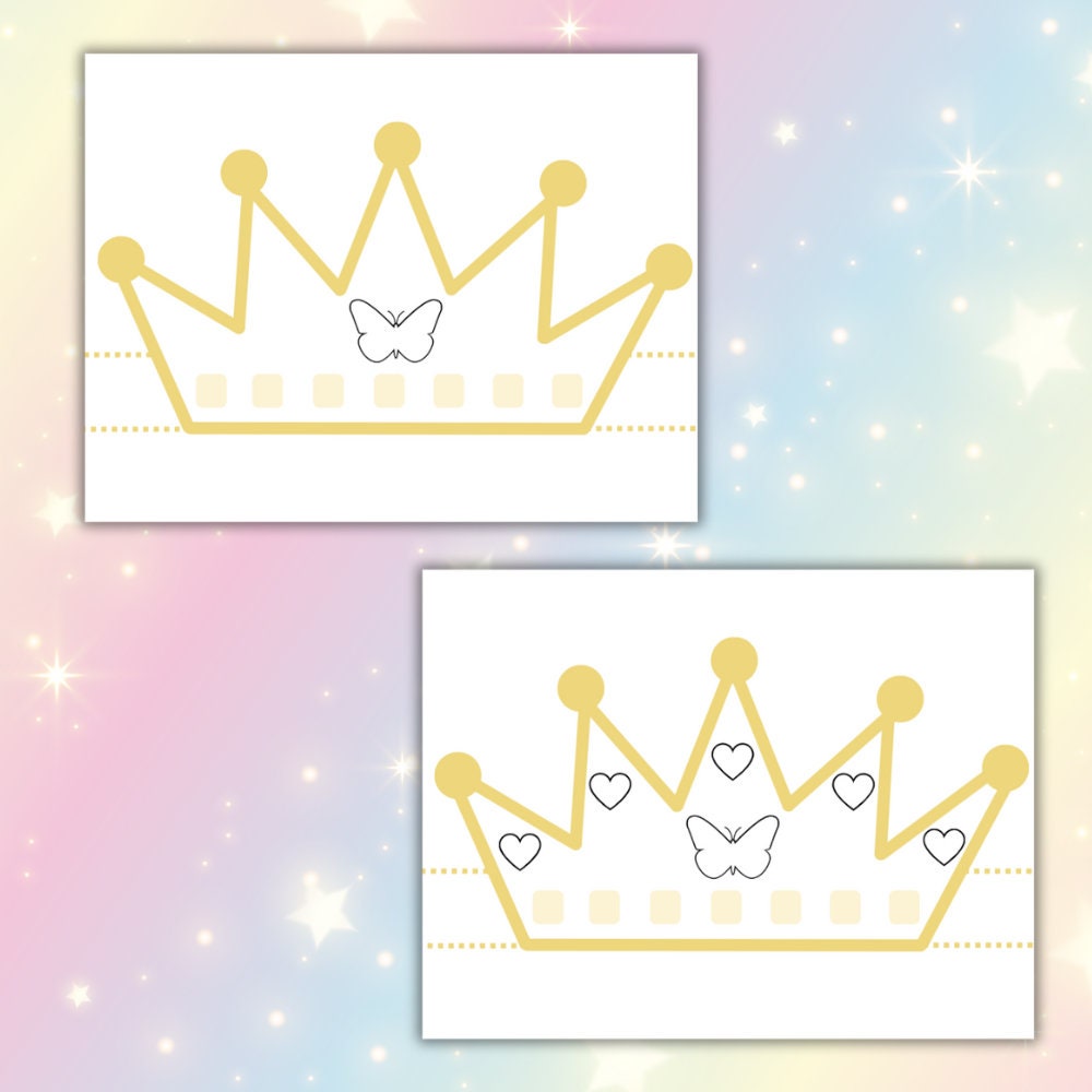 Wearable Paper Princess Crown Reward Chart, Princess Crown Sticker ...