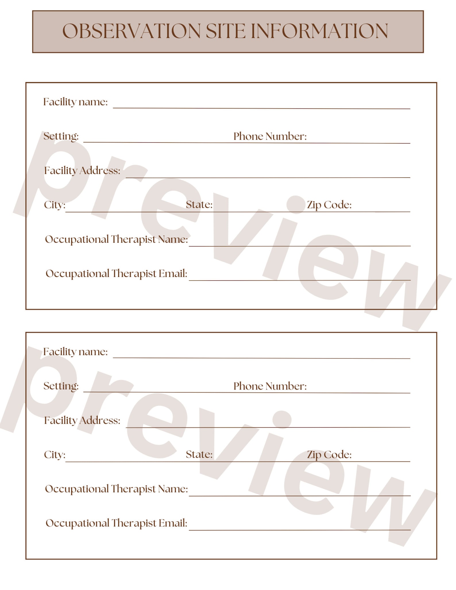 Occupational Therapy Student Observation Hours Log, COTA Observation ...