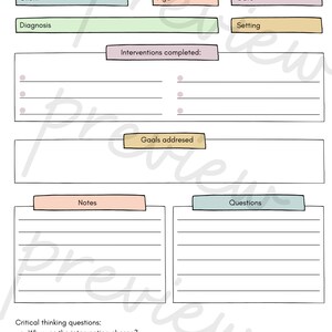Occupational Therapy Student Observation Note Template; OT Fieldwork ...