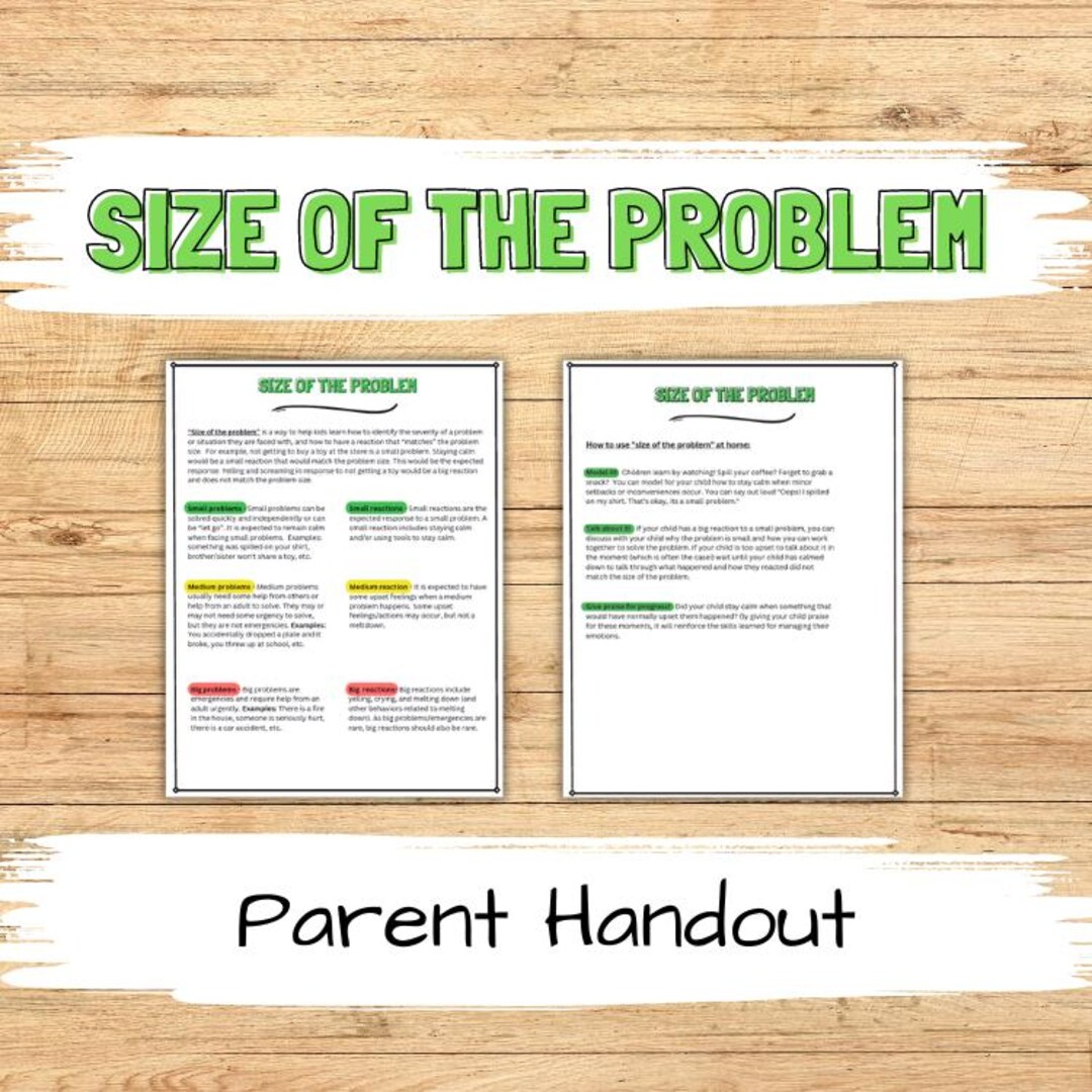 Size of the Problem Parent Handout- Size of the Problem, Occupational ...