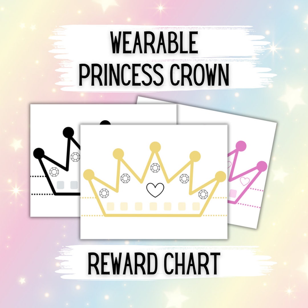 Wearable Paper Princess Crown Reward Chart, Princess Crown Sticker ...
