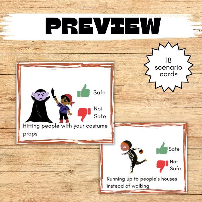 Halloween Safe Vs Unsafe Card Sorting Activity, Halloween Safety ...