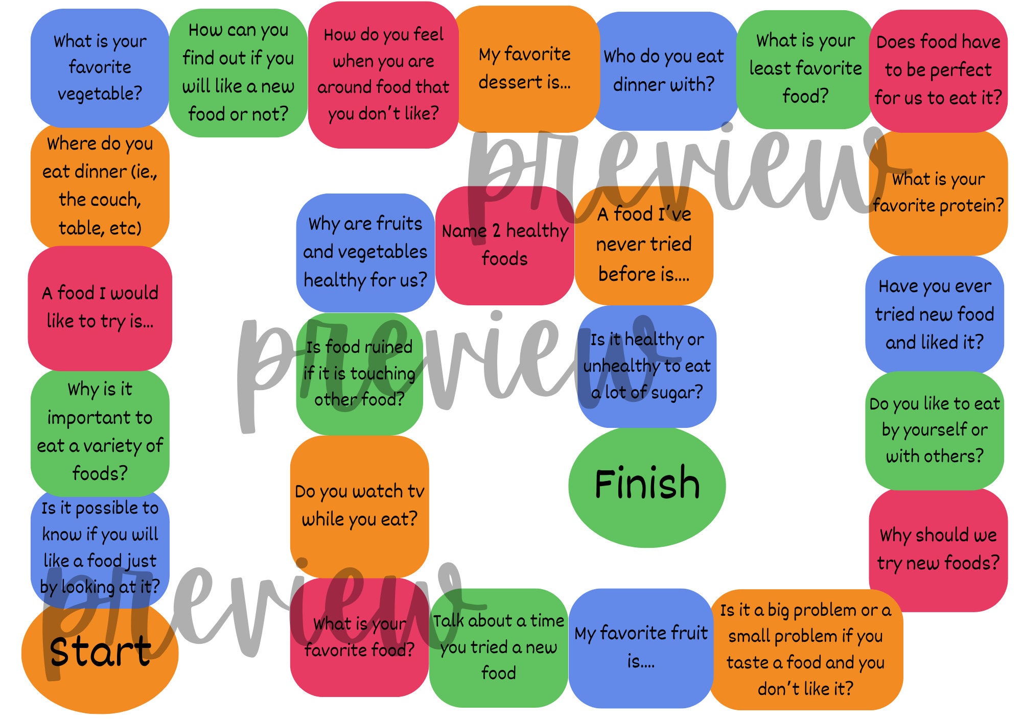 Printable Feeding Therapy Board Games, Feeding Therapy Activity ...