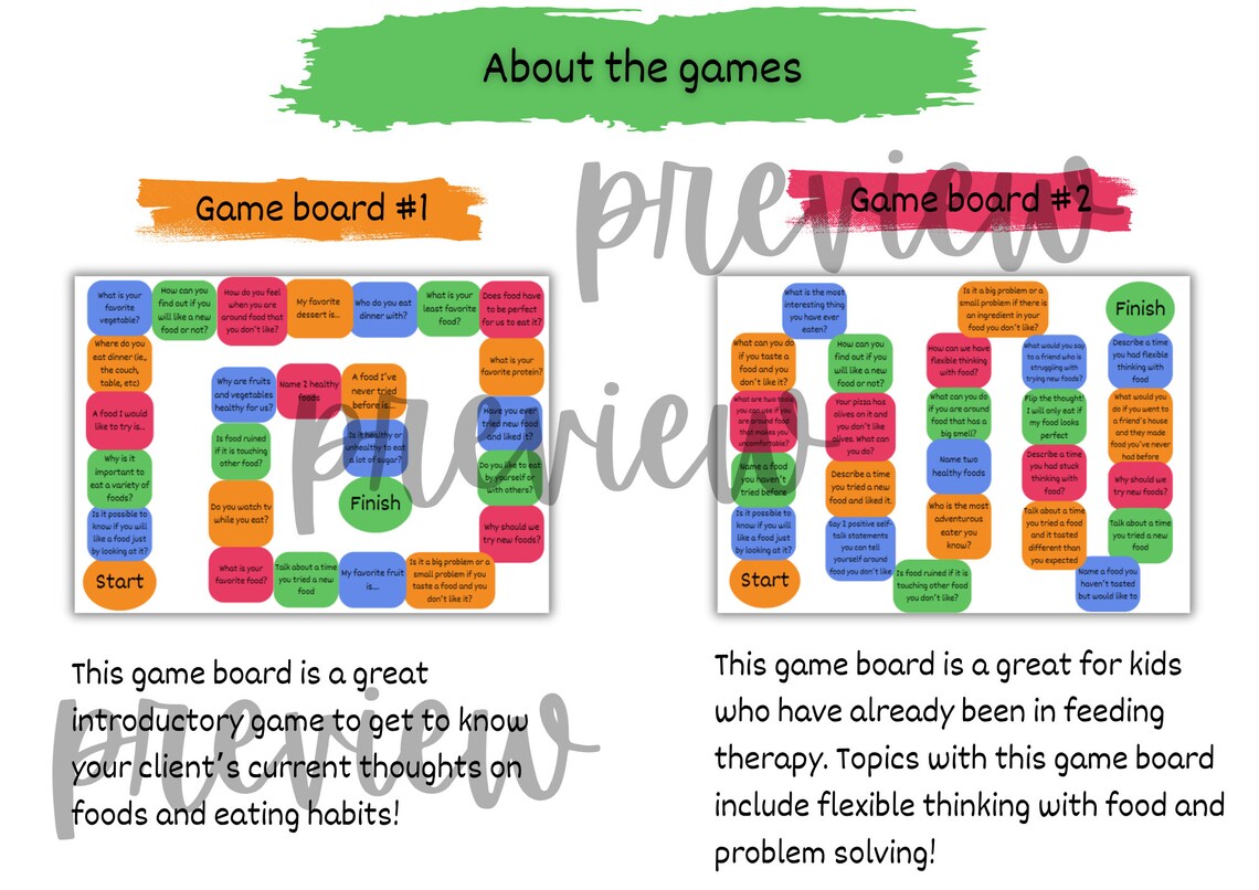 Printable Feeding Therapy Board Games, Feeding Therapy Activity ...