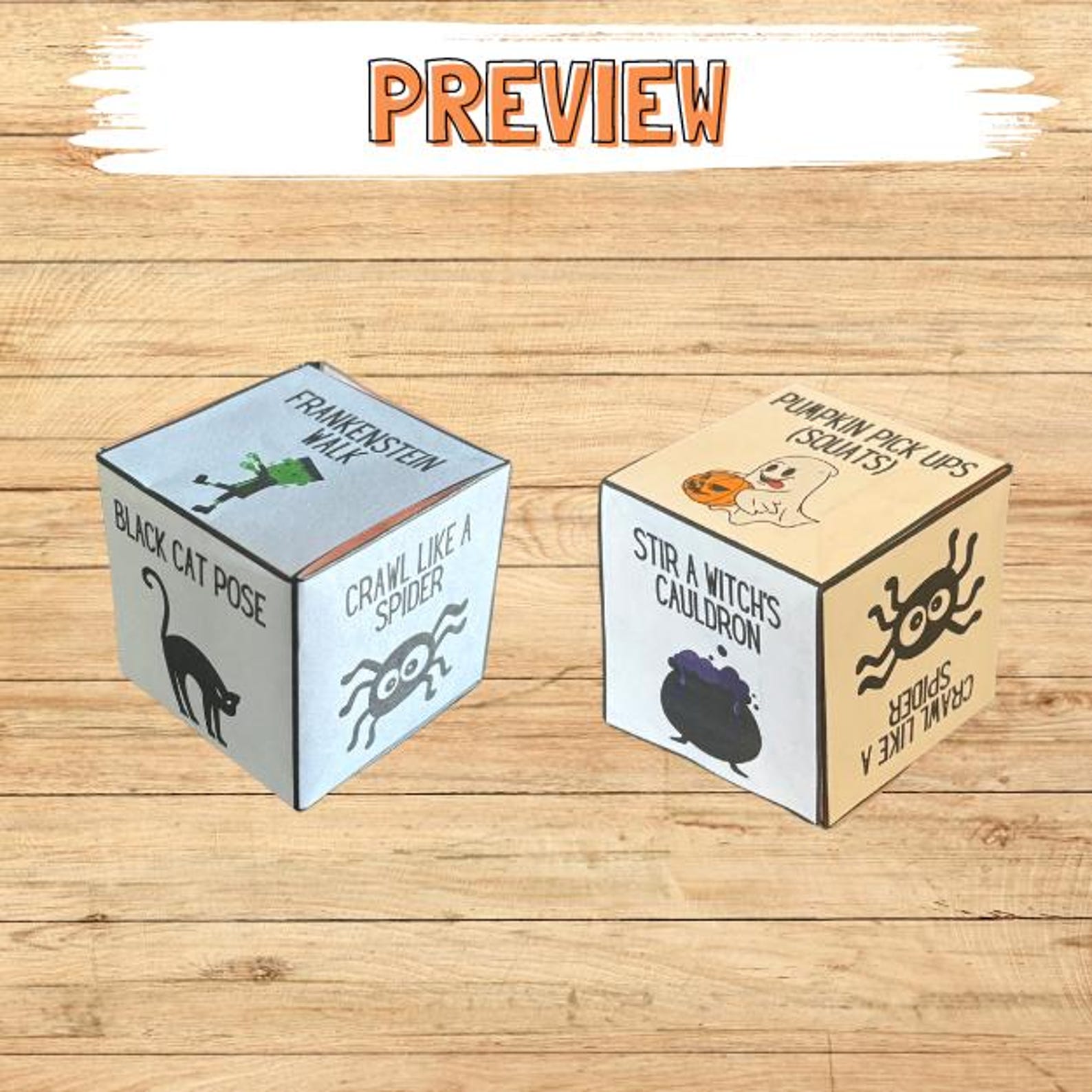 Halloween Gross Motor Dice Activity, Halloween Printable Exercise Game ...