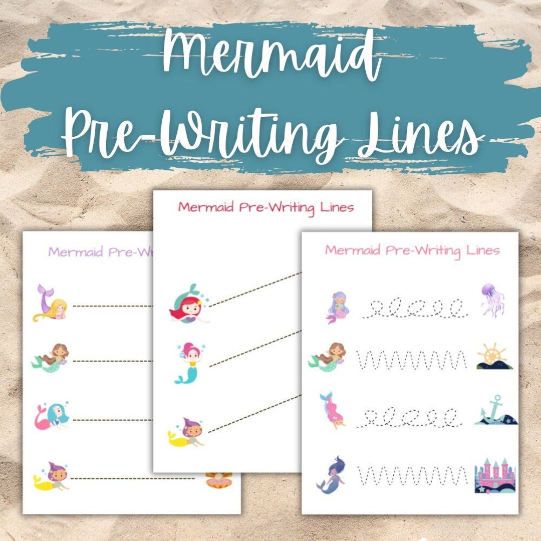 Mermaid Themed Fine Motor and Pre-writing Line Worksheets, Pencil ...