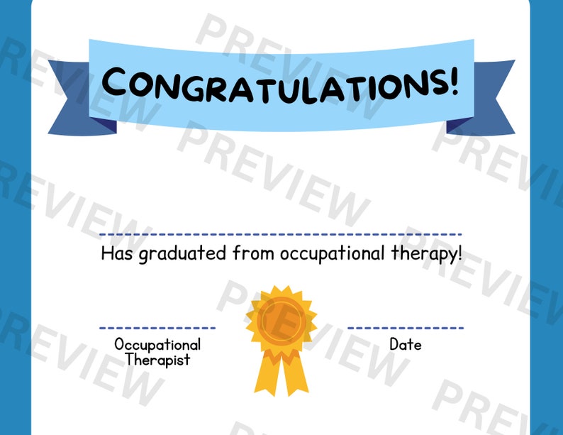 Occupational Therapy Graduation Certificates, Pediatric OT Graduation ...