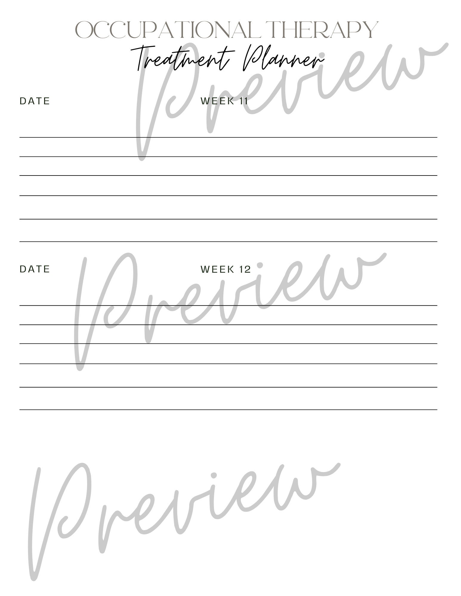 Minimalist, Simple Occupational Therapy Treatment Planner - Etsy