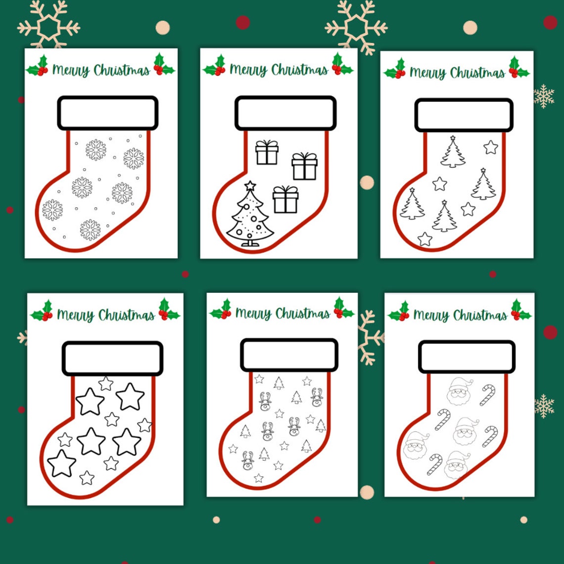 Printable Christmas Stocking Template; Kids Christmas Stocking Coloring ...