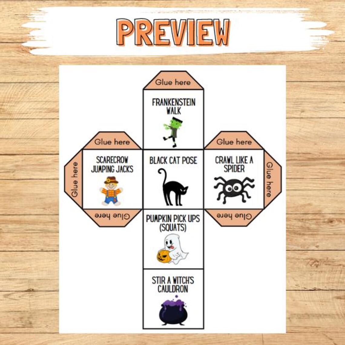 Halloween Gross Motor Dice Activity, Halloween Printable Exercise Game ...