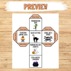 Halloween Gross Motor Dice Activity, Halloween Printable Exercise Game ...