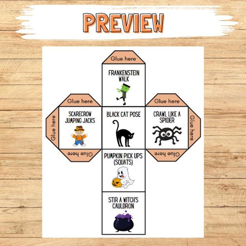 Halloween Gross Motor Dice Activity, Halloween Printable Exercise Game ...