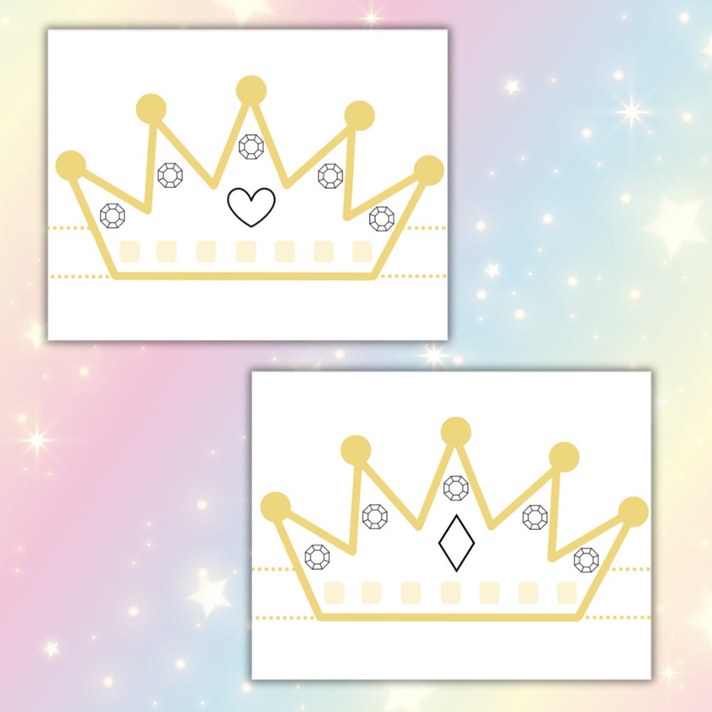 Wearable Paper Princess Crown Reward Chart, Princess Crown Sticker ...