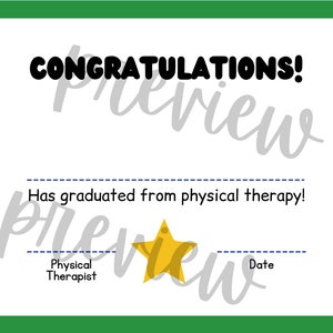 Pediatric Physical Therapy Graduation Certificates - Etsy