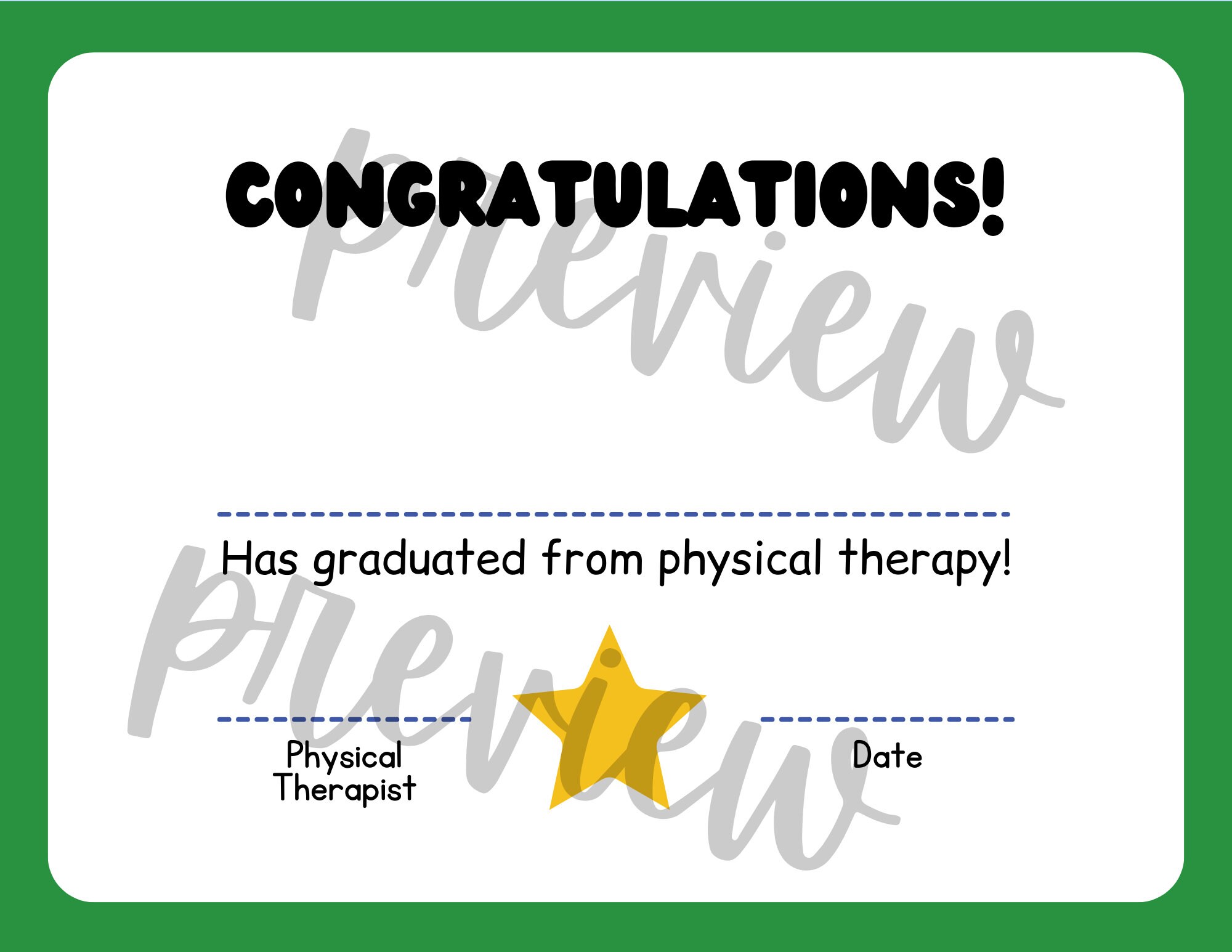 Pediatric Physical Therapy Graduation Certificates - Etsy